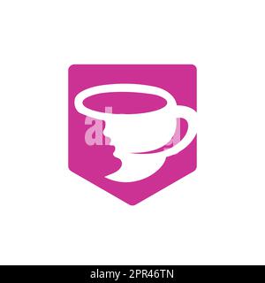Coffee cup with women face logo vector. Coffee shop logo design Stock ...