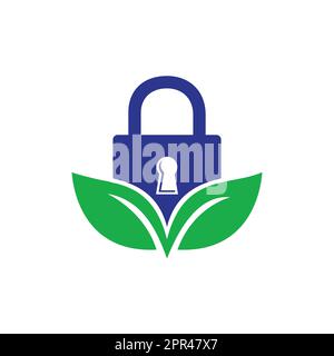Padlock leaf vector logo design. Nature security lock logo design ...