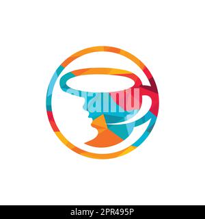 Coffee cup with women face logo vector. Coffee shop logo design Stock ...