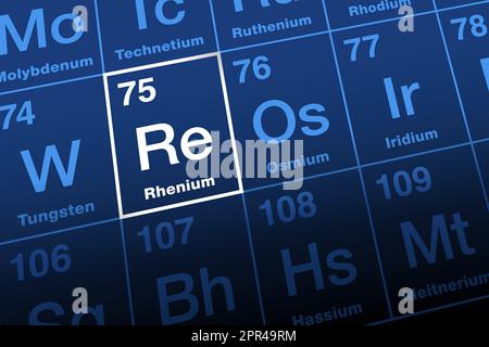 Rhenium symbol. Element number 75 of the Periodic Table of the Elements ...