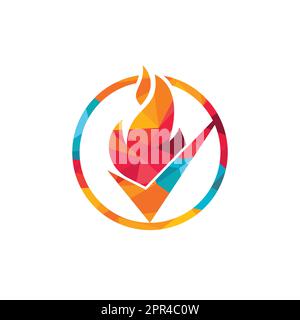 Fire check vector logo design template. Fire and checkmark icon design ...