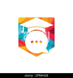 Student chat vector logo template. Chat bubble with a graduation cap ...