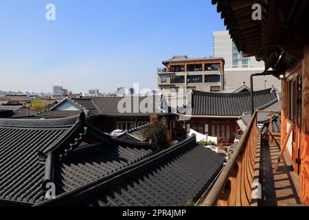Jeonju Hanok Village townscape in South Korea. Neighborhood of ...