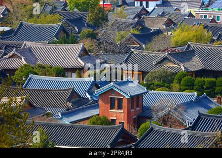 Jeonju Hanok Village townscape in South Korea. Neighborhood of ...