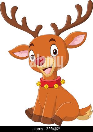 Cartoon cute little deer sitting in the grass Stock Vector Image & Art ...