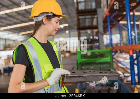 Product quality control team officer working together in drinking water ...