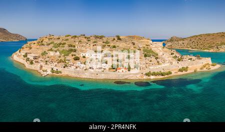 Panoramic aerial view of Spinalonga island on Crete, Greece Stock Photo ...
