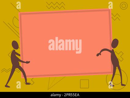 Two Colleagues Drawing Standing Carrying Large Blank Board Unity ...