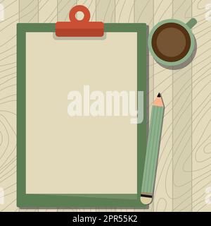 Illustration Of Large Pencil On Top Of Table Beside The Big Blank ...