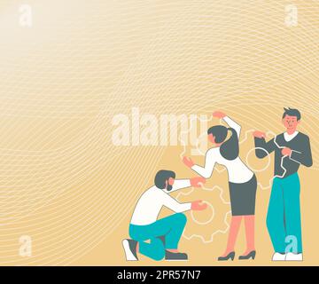 Illustration Of A Group Holding Spur Gear Helping Each For Their Work ...