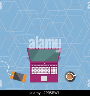 Desktop Resting On A Table Beside Coffee Mug And Light Lamp Showing ...