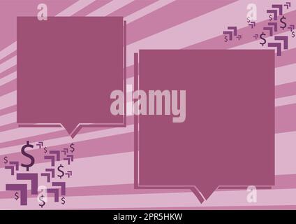 Two Colorful Overlapping Speech Bubble Drawing With Dollar Sign. Double ...