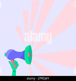Illustration Of Hand Holding Megaphone With Sun Ray Making New ...