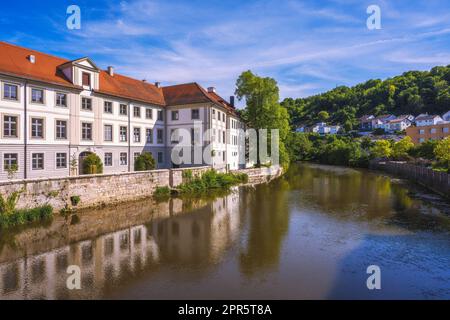 Historic building at the river Altmühl in the city of Eichstätt ...