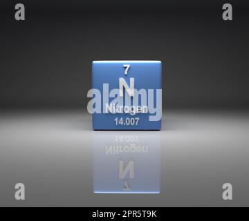 3D illustration - Nitrogen. Element of the periodic table of the ...