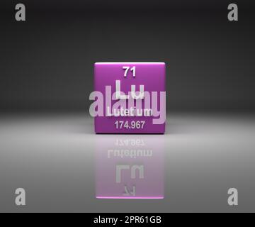 Cube with Lutetium number 71 periodic table, 3d rendering Stock Photo ...