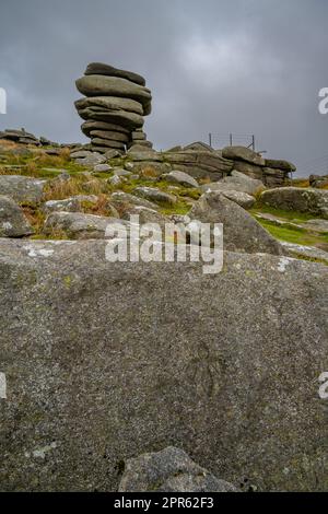 The Cheesewring (Stowes hill) near Minions Cornwall on a blustery ...