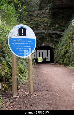 April 2023 - New tunnel warning sign at the old railway tunnel at Shute ...