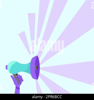 Illustration Of Hand Holding Megaphone With Sun Ray Making New ...