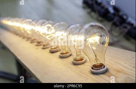 Classic retro incandescent led electric lamp warm white on blur ...