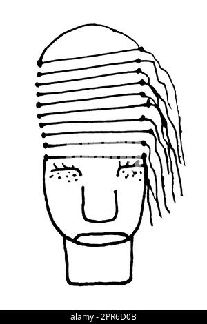 Fantasy Man Head Sketchy Drawing Stock Photo - Alamy