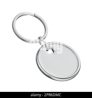 Round silver keychain isolated on white background Stock Photo - Alamy