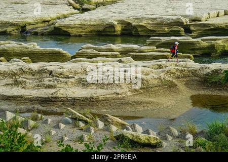 Rock formations band of Tama River (Tokyo Akishima Stock Photo - Alamy