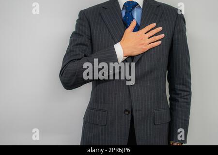 Encouraging business people to receive a request Stock Photo - Alamy