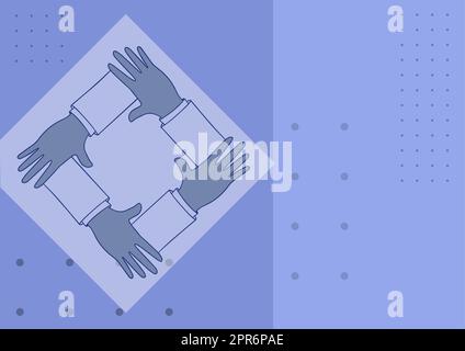 Four Hands Connected Holding Arms Together Showing Connection Symbol ...