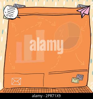 Important Message Presented On Screen With Charts, Graphs And E Mail S ...