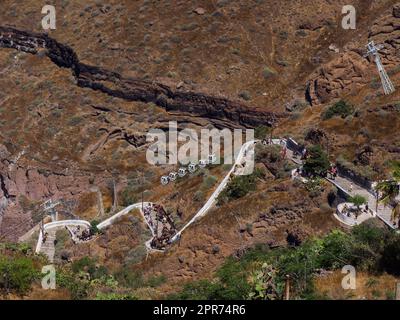 Greece, Santorini, Thira - Karavolades Stairs / Donkey Way To Fira ...