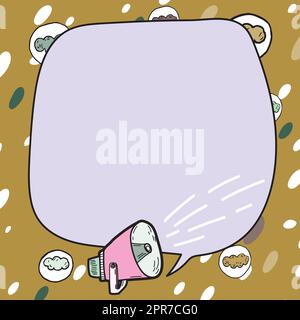 Poster decorated with speech symbols on edges representing speaker ...