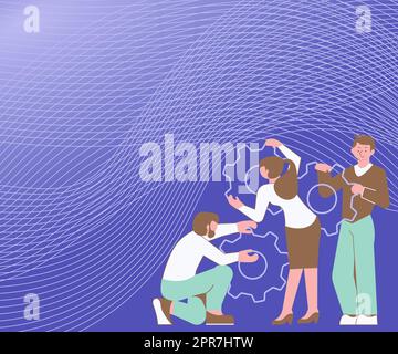 Illustration Of A Group Holding Spur Gear Helping Each For Their Work ...