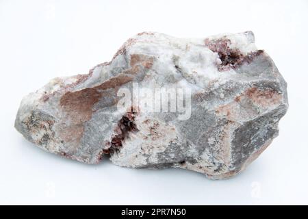 calcite on a rock over white background Stock Photo - Alamy