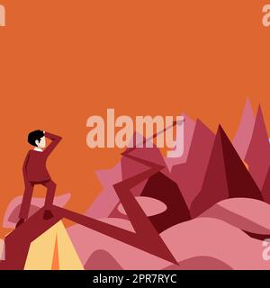 Businessman watching horizon arrow pointing distance symbolizing future ...