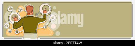 Businessman in suit manipulating circular chart representing strategy ...