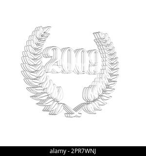 Number 2009 with laurel wreath or honor wreath as a 3D-illustration, 3D ...