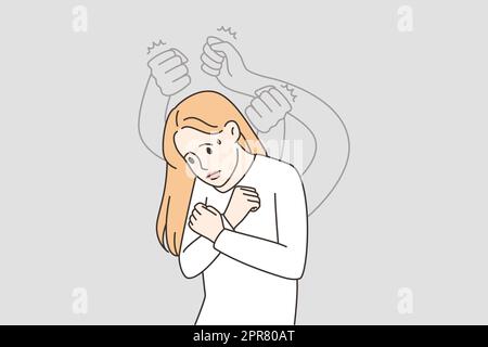 Anxiety attack. Emotional conflict. Mental crisis. Portrait of happy ...