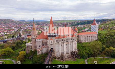 Aerial view of the Huniyad castle in Hunedoara, Romania Stock Photo - Alamy