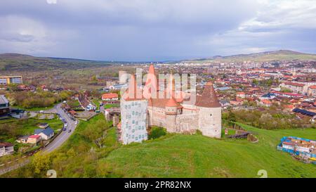Aerial view of the Huniyad castle in Hunedoara, Romania Stock Photo - Alamy