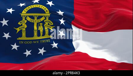 Flag of Georgia waving in the wind, isolated white background. Georgian ...