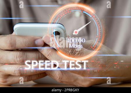 fast internet connection speedtest network bandwidth technology Man ...
