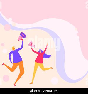 An illustration Of Partners Jumping Around Sharing Thoughts Through ...