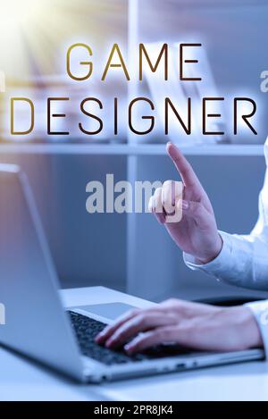 Text showing inspiration Game Designer. Business concept Campaigner Pixel Scripting Programmers ...