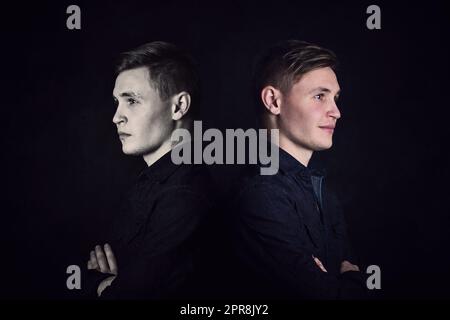 Positive and negative thoughts concept. Happy and unhappy emoticons ...