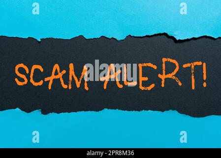 Hand writing sign Scam Alert. Word for warning someone about scheme or ...
