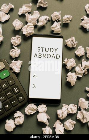 Inspiration showing sign Study Abroad. Business concept Pursuing ...