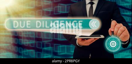 Sign displaying Due Diligence. Word Written on Comprehensive Appraisal ...