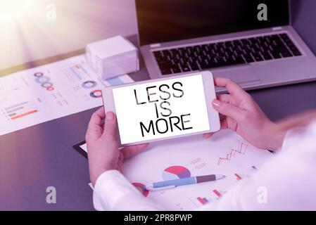Conceptual display Less Is More. Word Written on Minimalist approach to ...