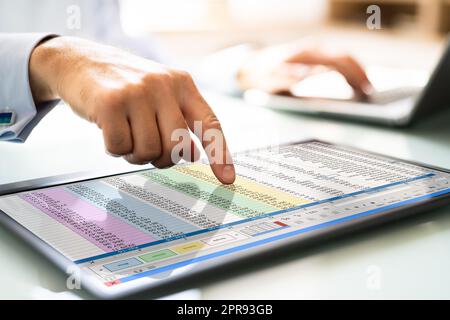 Man Using Spreadsheet Data Stock Photo - Alamy